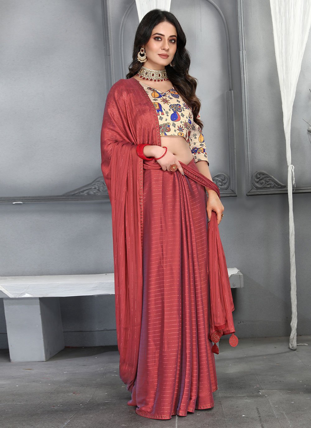 Flawless Plain Party Contemporary Saree