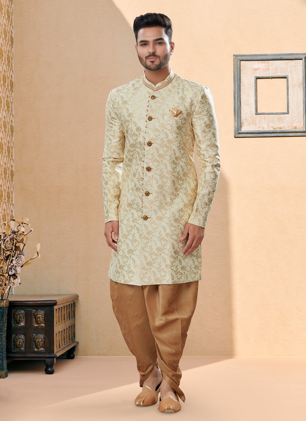 Gold Thread Work Indo Western Sherwani