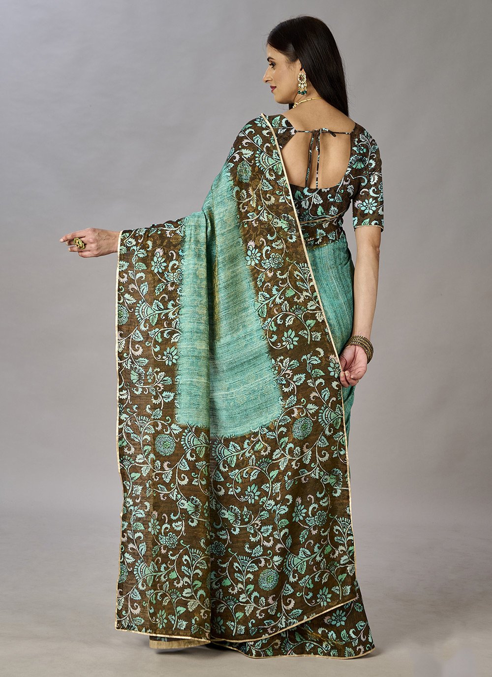 Green Digital Print Classic Designer Saree