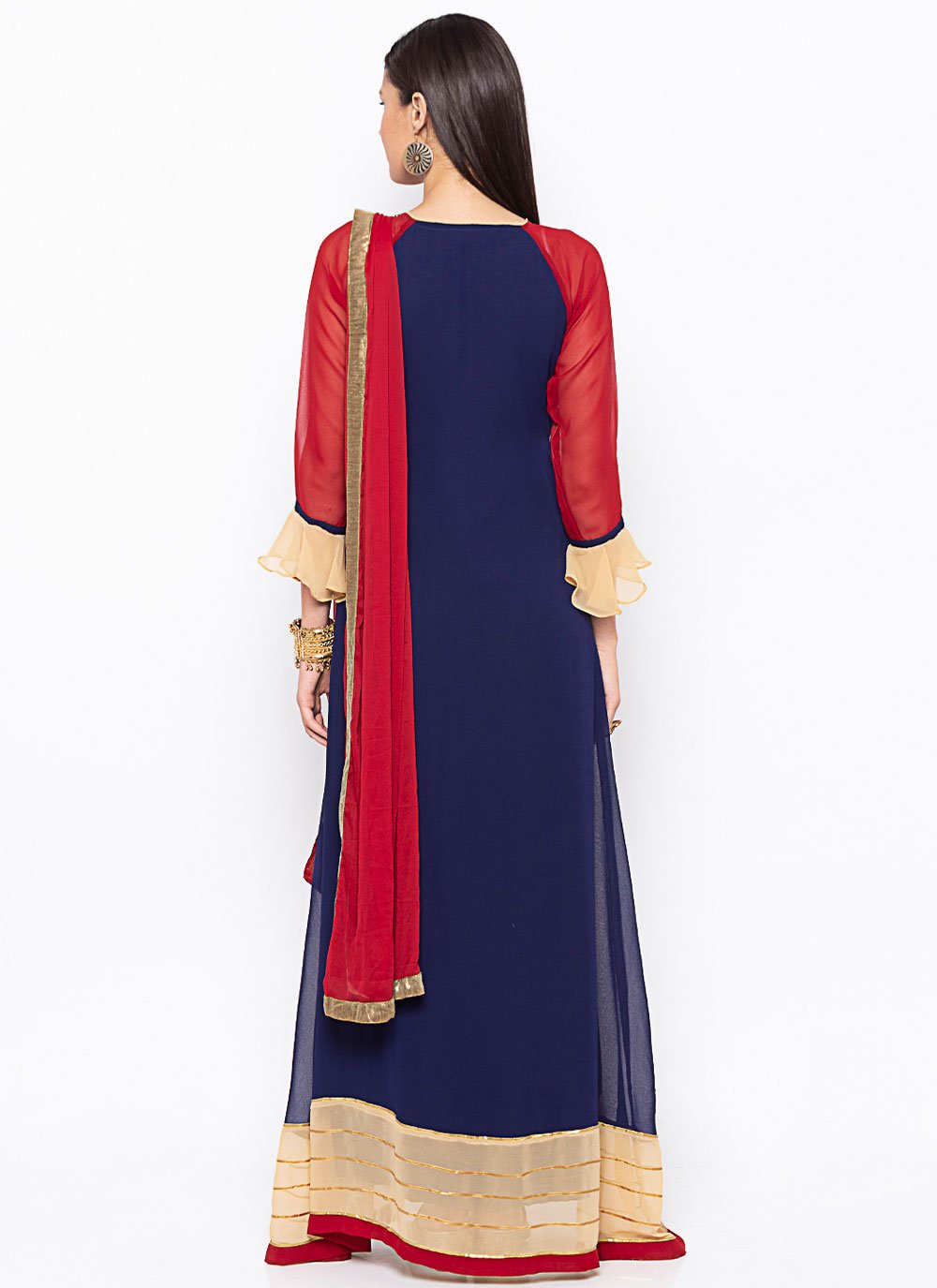 Intrinsic Navy Blue Georgette Readymade Anarkali Suit