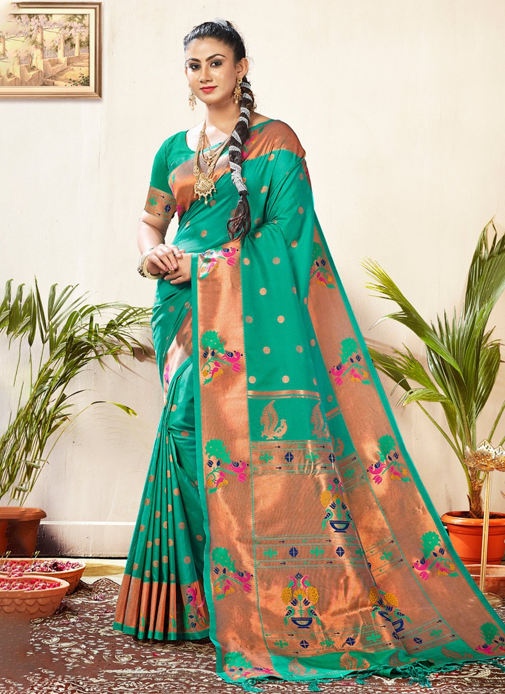 Miraculous Weaving Mehndi Traditional Saree