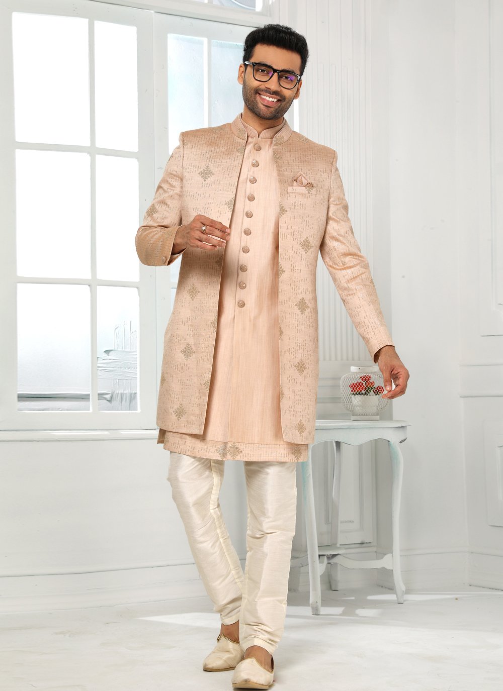 Peach Color Indo Western