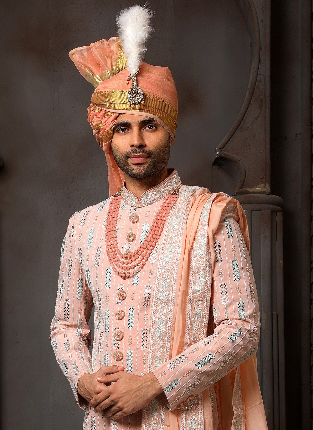 Peach Color Sherwani