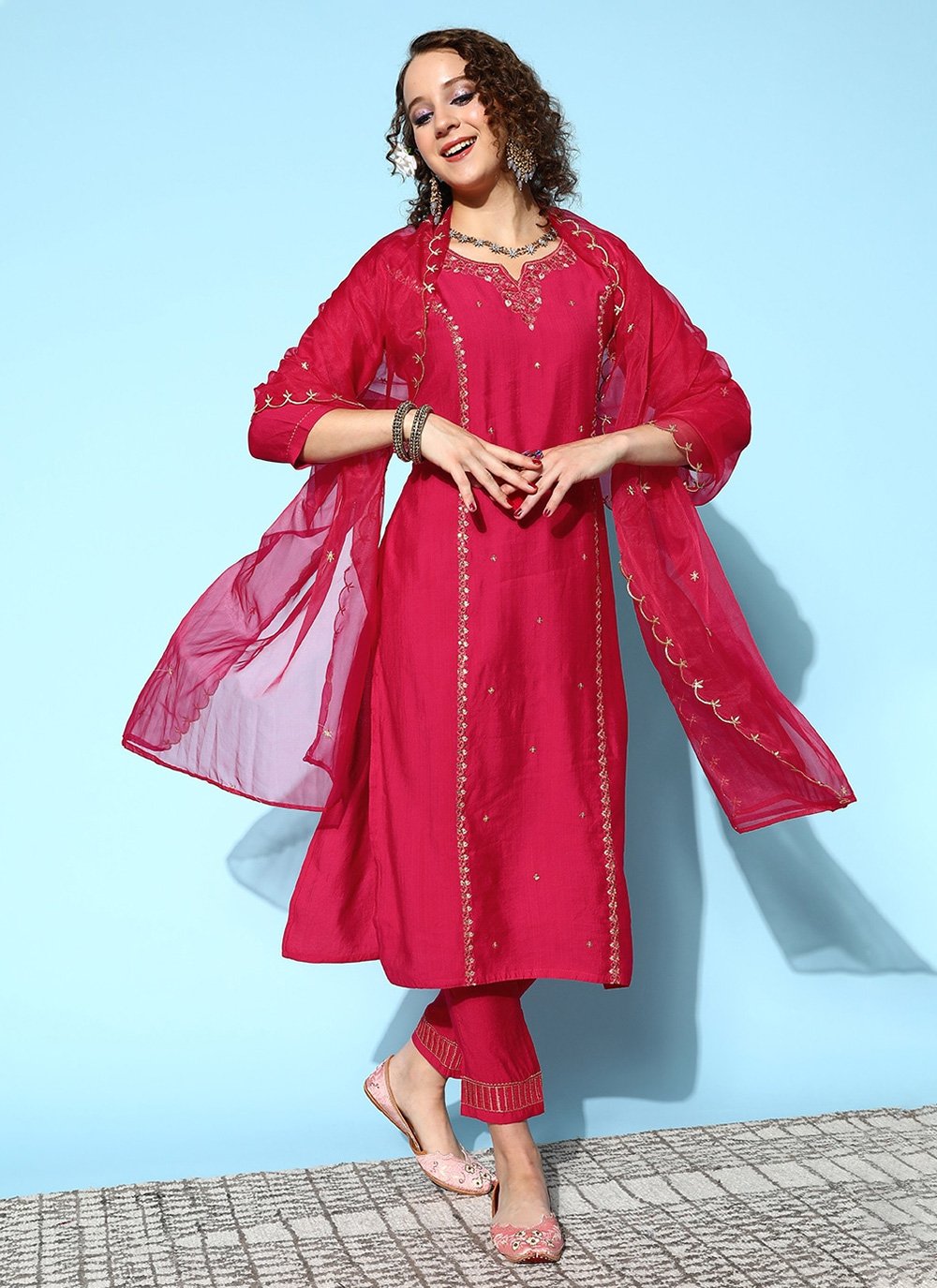 Prepossessing Rani Straight Salwar Kameez