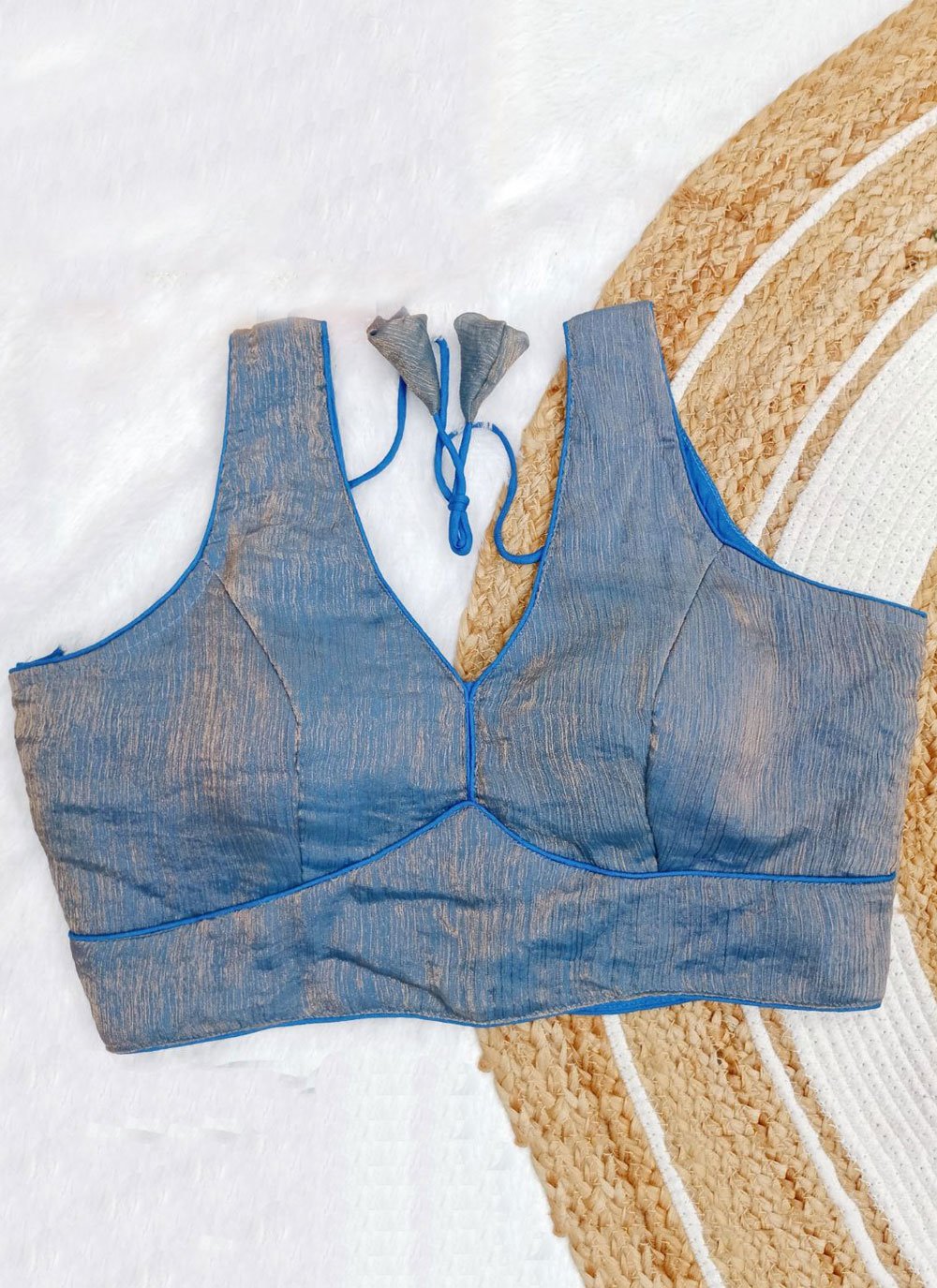 Blue and Grey Color Designer Blouse