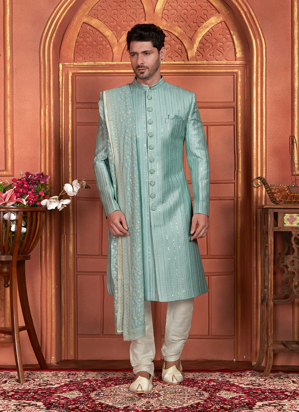 Green Color Sherwani