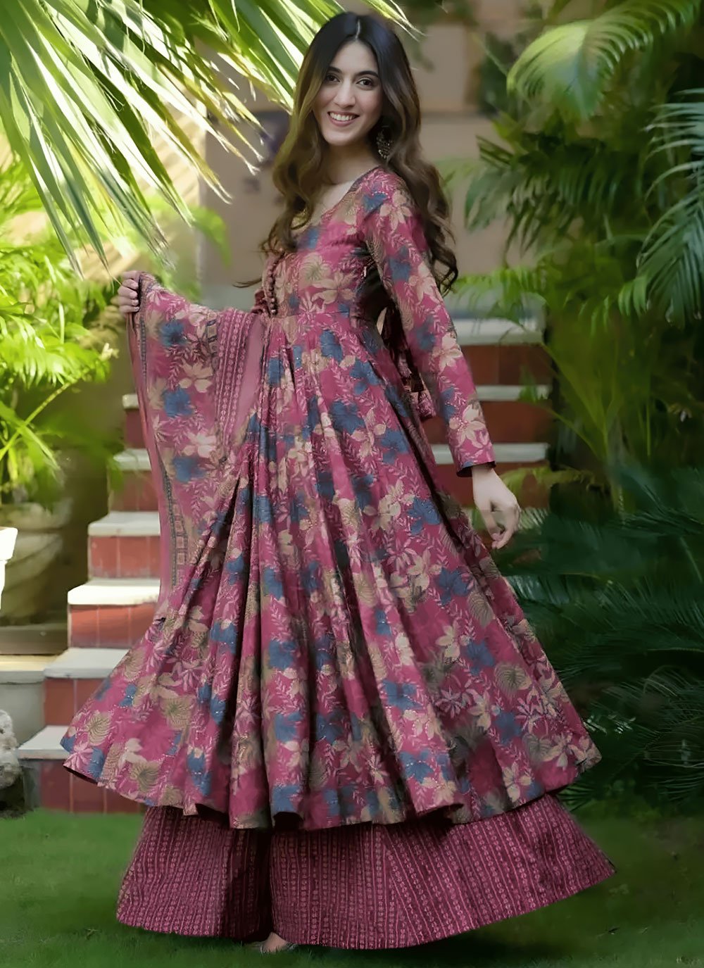 Lively Purple Party Readymade Salwar Kameez