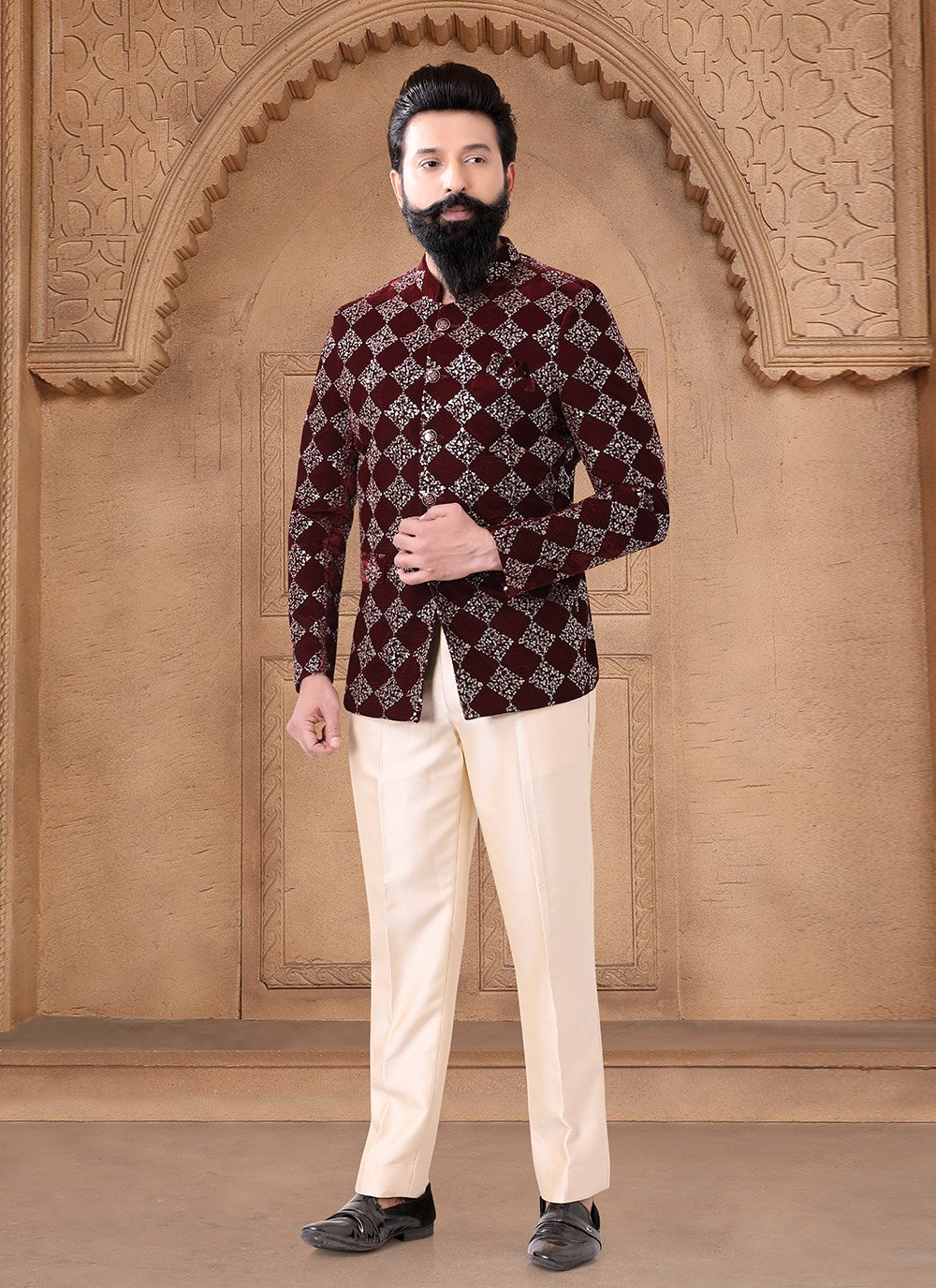 Maroon Color Jodhpuri Suit