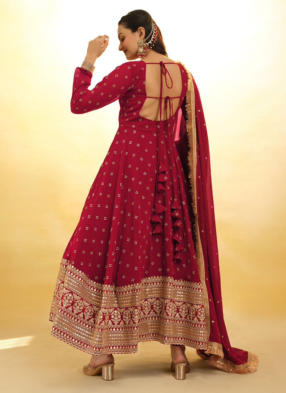 Modern Red Ceremonial Designer Salwar Suit