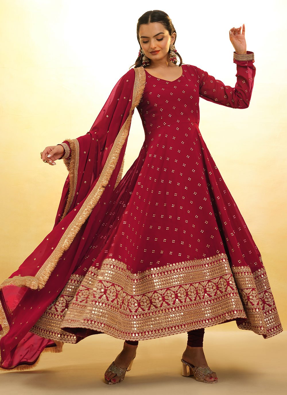 Modern Red Ceremonial Designer Salwar Suit