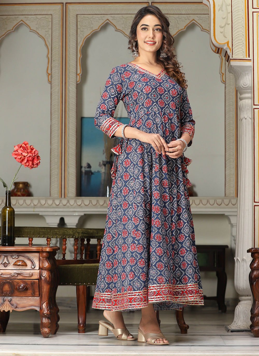 Navy Blue Ceremonial Trendy Gown