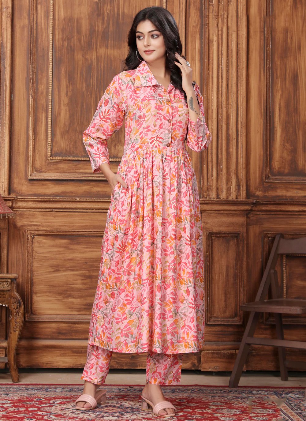 Rayon Pink Casual Kurti