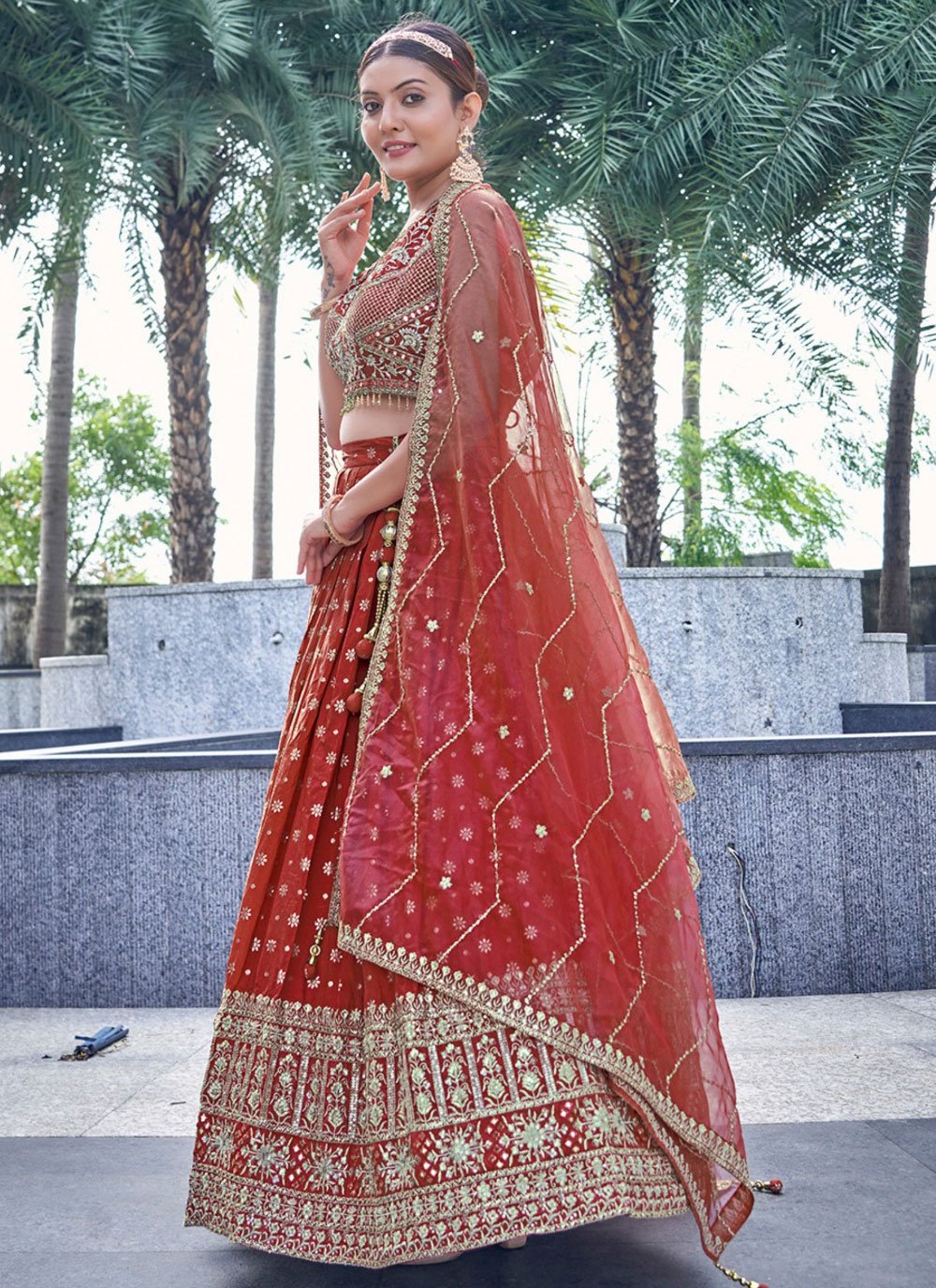 Rust Sangeet Readymade Lehenga Choli