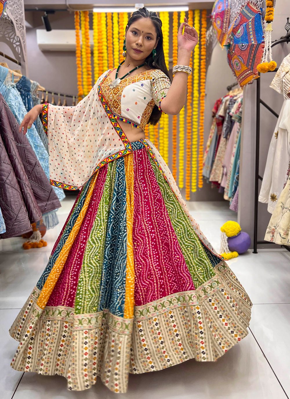 Spectacular Fancy Cotton Multi Colour Readymade Lehenga Choli