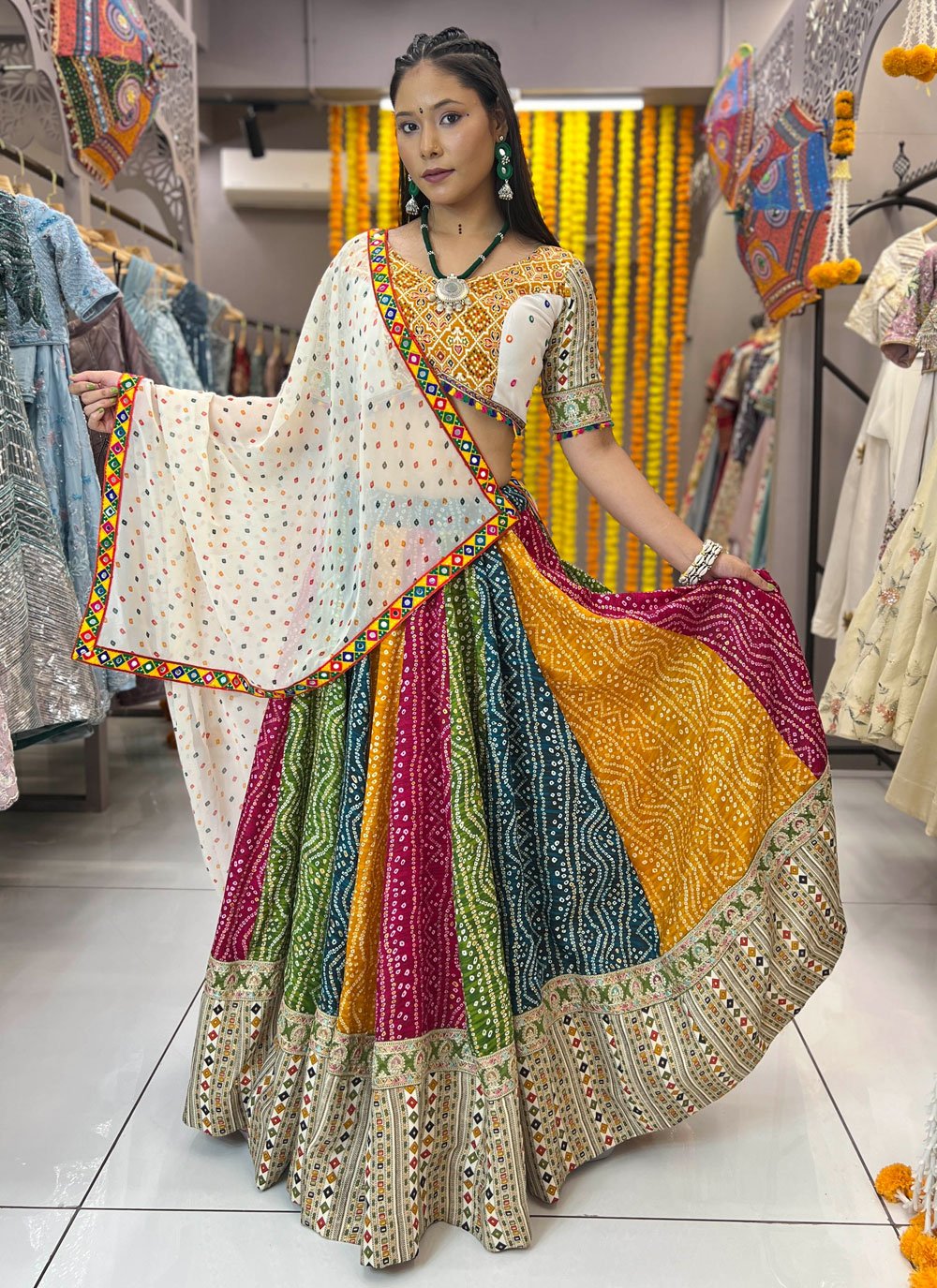 Spectacular Fancy Cotton Multi Colour Readymade Lehenga Choli