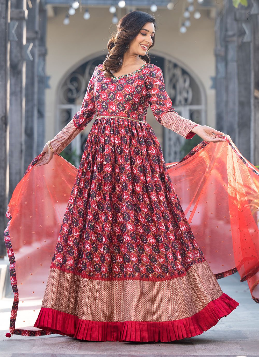 Stunning Multi Colour Wedding Trendy Gown