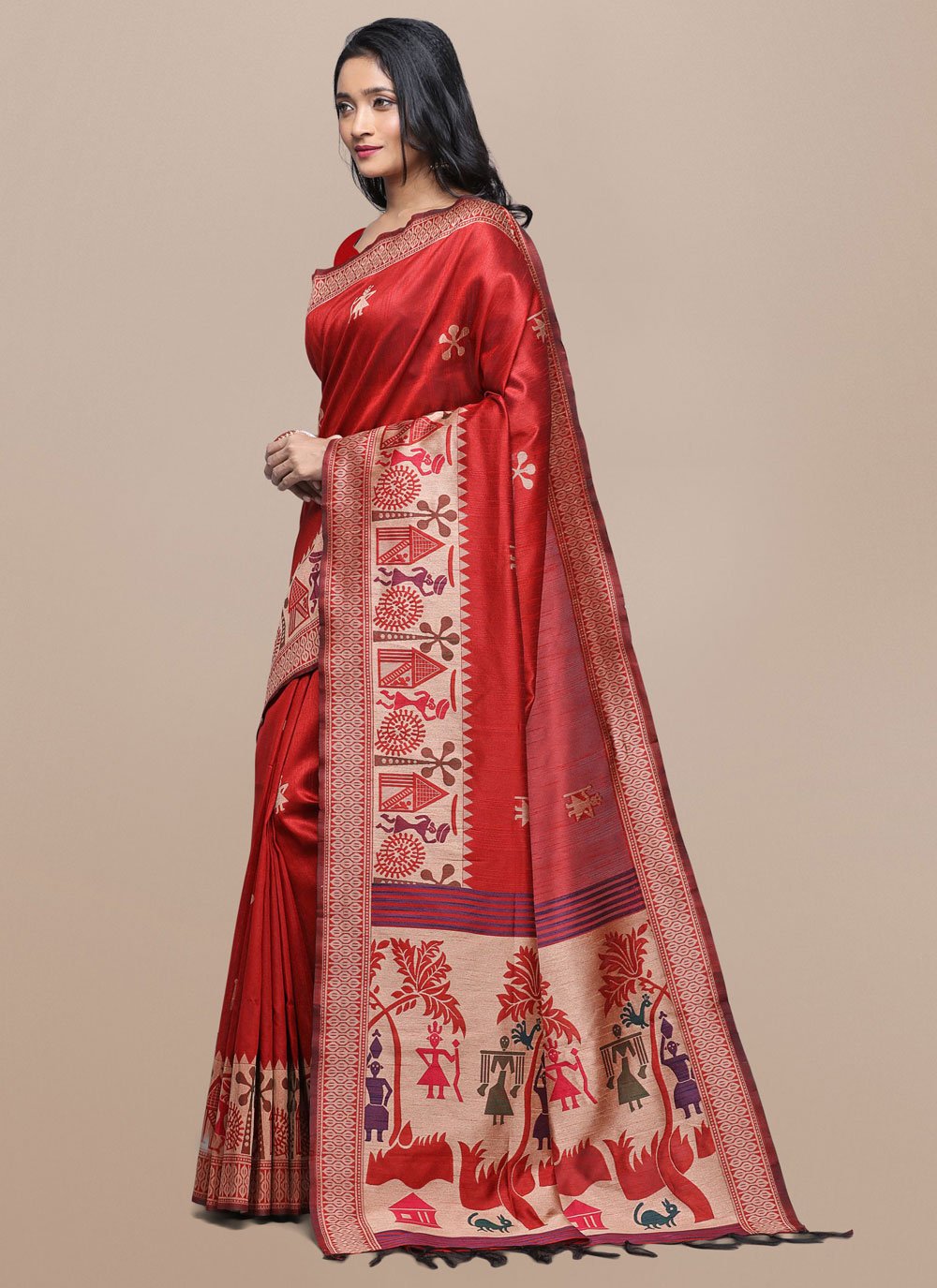 Superlative Woven Red Trendy Saree