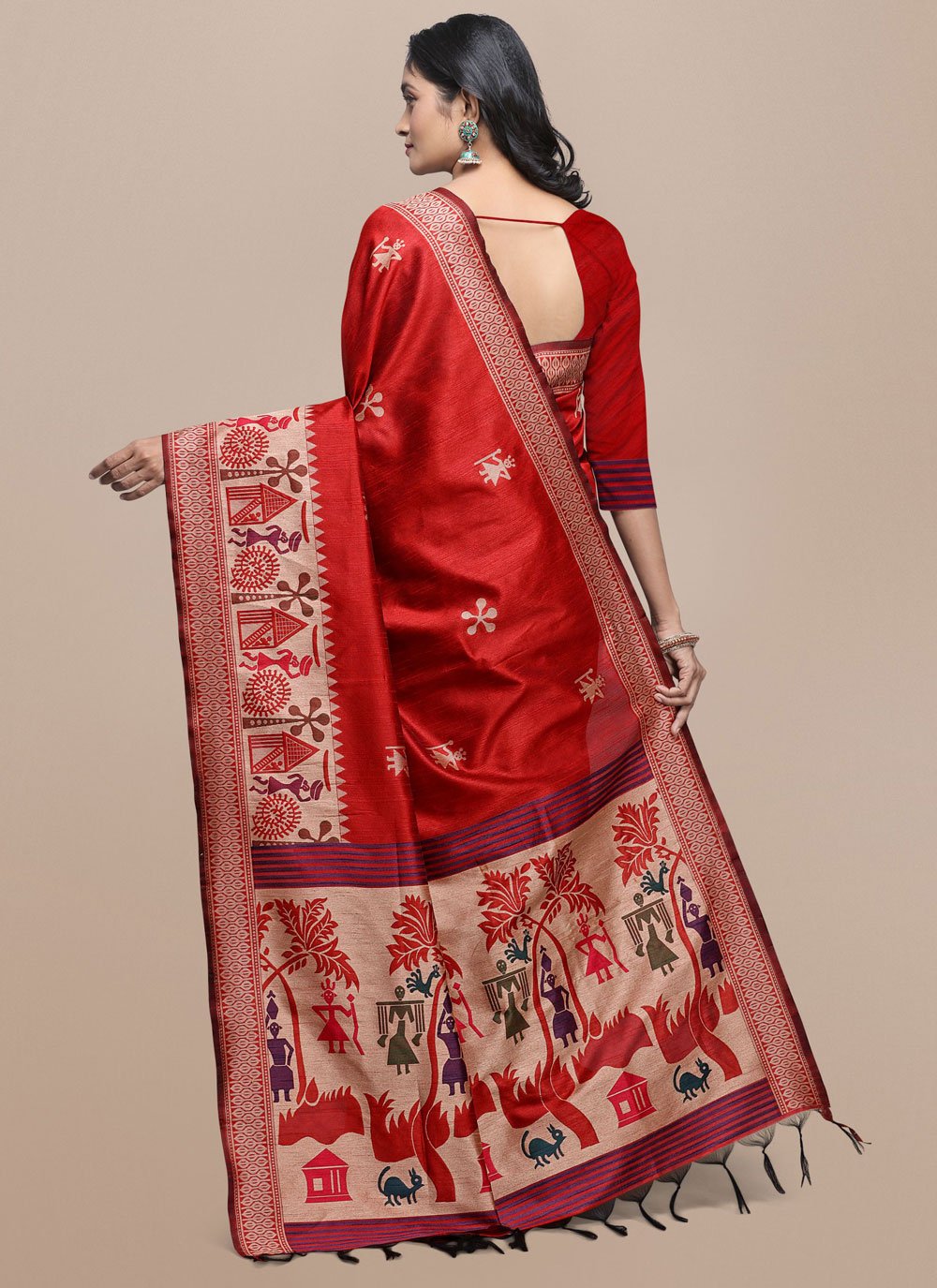 Superlative Woven Red Trendy Saree