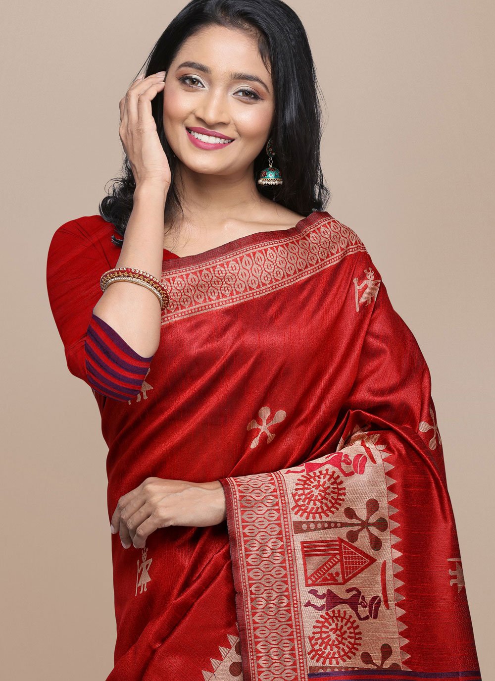 Superlative Woven Red Trendy Saree