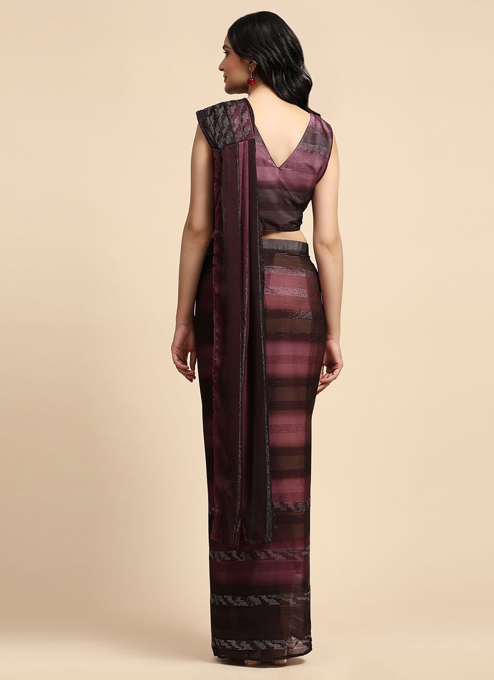 Wine Color Designer Saree