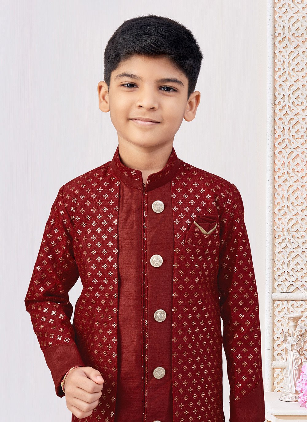 Gilded Stone Banarasi Silk Indo Western Sherwani