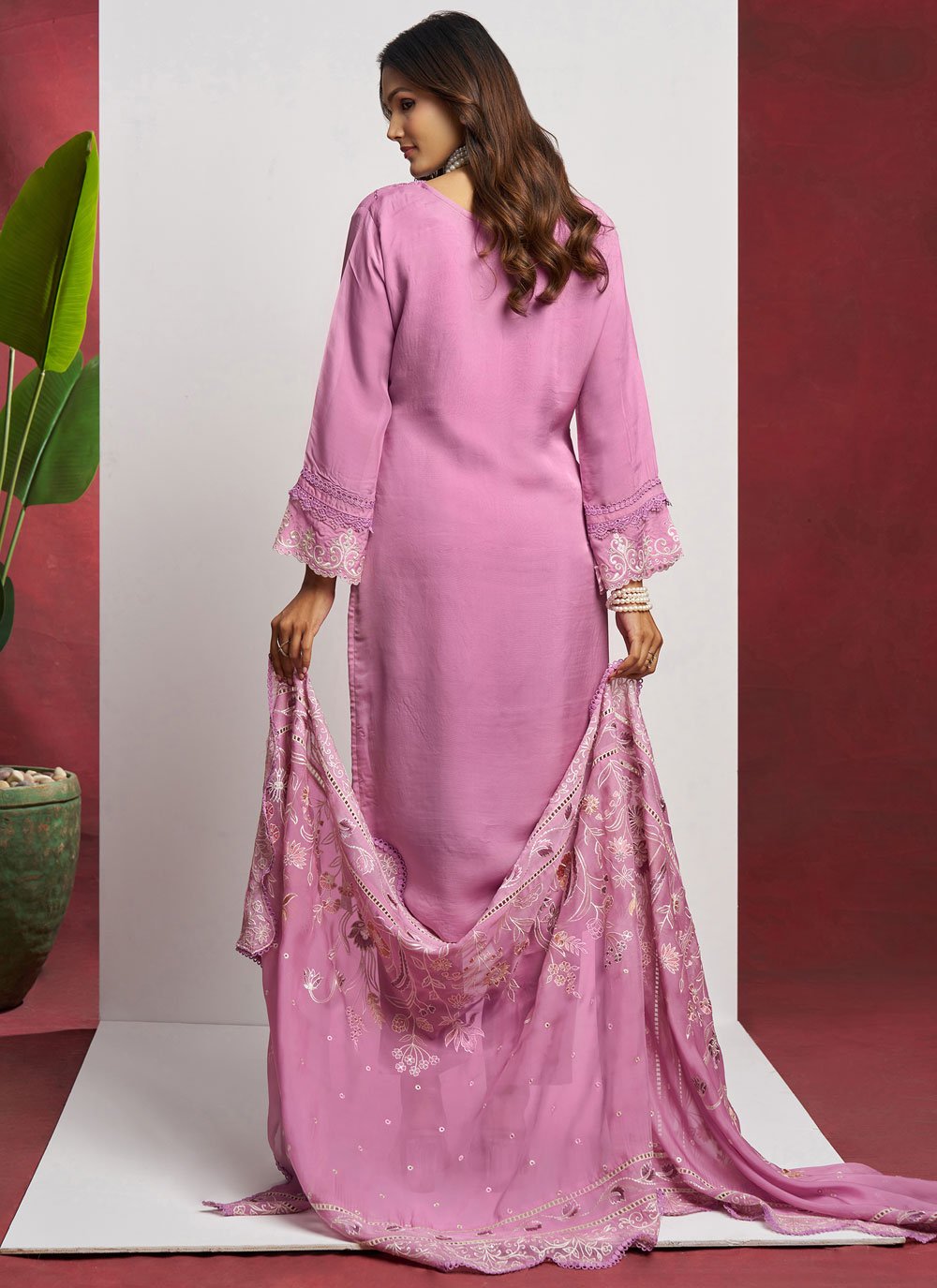 Lavender and Pink Color Pant Style Suit