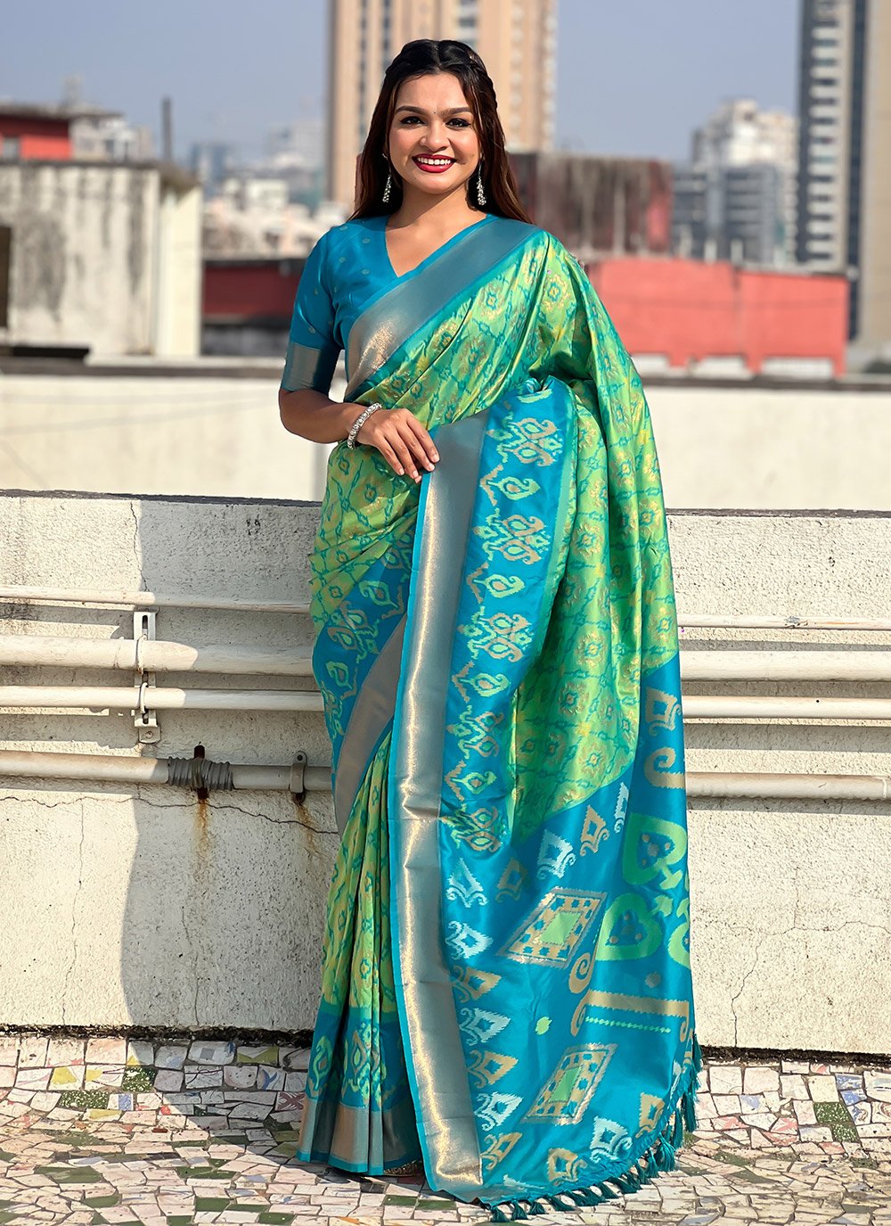 Sea Green Patola Silk Classic Saree